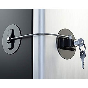 MUIN Highly Secured Refrigerator Lock with Key – Mini Refrigerator Door Lock for Children and Adults – Multi Functional Lock for Securing Fridge, Drawers and Health Products (Black)