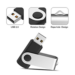 4GB Flash Drives 5 Pack, Alihelan USB Flash Drive USB 2.0 Thumb Drive Swivel Memory Stick U Disk Jump Drive Zip Drive with Led Indicator (5 Mixed Colors: Black Red Purple Yellow White, 4G)