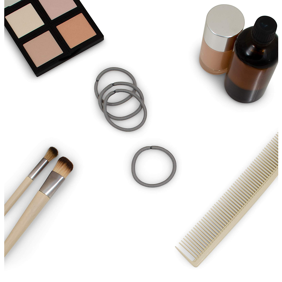 Cyndibands Hair Ties for Gray - 4mm Elastic Ponytail Holders - Match Your Hair Color Bands - 24 Count (Light Silver/Gray)