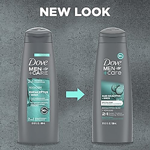 Dove Men+Care 2 in 1 Shampoo & Conditioner Eucalyptus & Birch For Healthy-Looking Hair Naturally Derived Plant Based Cleansers 12 oz