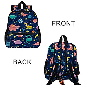 Dinosaurs Space with Planets Backpack Toddler Girls Boys Preschool School Bag Kids Casual Travel Daypack Bookbag Schoolbag for Primary Children Students