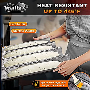 Walfos 2 Pack Nonstick Baguette Pans, No Coating Coming Off, Perforated 4 Loaves French Bread Pan, Durable Baguettes Bakery Tray for Baking Molding, 15" x 13"