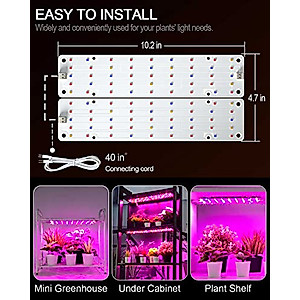 DOMMIA Plant Grow Light, 12W Ultra-Thin Plant Light, Full Spectrum Led Grow Light with 90 LEDs, 2Pcs DIY Assembly Grow Light Strip for Indoor Garden Greenhouse Aquarium Hydroponic