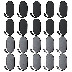 Ourart 20 Pcs Wall Mounted Coat Hooks, Adhesive Hanger Hook for Towel, Key, Robe, Scarf, Bag, Cap - Black and Gray
