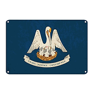 Louisiana Aluminum Metal Sign Louisiana State Flag Metal Sign Home State Country City Souvenir Wall Art Poster Vintage Patriotic Home Decor Garage Yard Signs Indoor & Outdoor Decor 12x18 inch