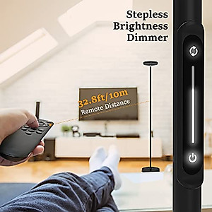 JOOFO Sky LED Floor Lamp,Folding Modern Torchiere Floor Lamp,Bright Dimmable Led Floor Lamp with Remote &Touch Control,5 Color Temperatures,Tall Standing Lamp for Living Room,Office,Bedroom,(Black)