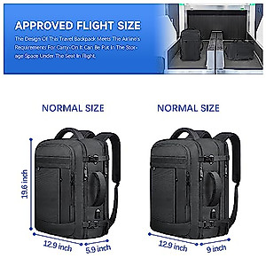 Travel Backpack, Extra Large Carry On Backpack for Men, 40L Expandable Airline Approved Water Resistant Business Luggage Suitcase Daypack Bag Fits 17 Inch Laptops, Travel Gifts for Men Women, Black