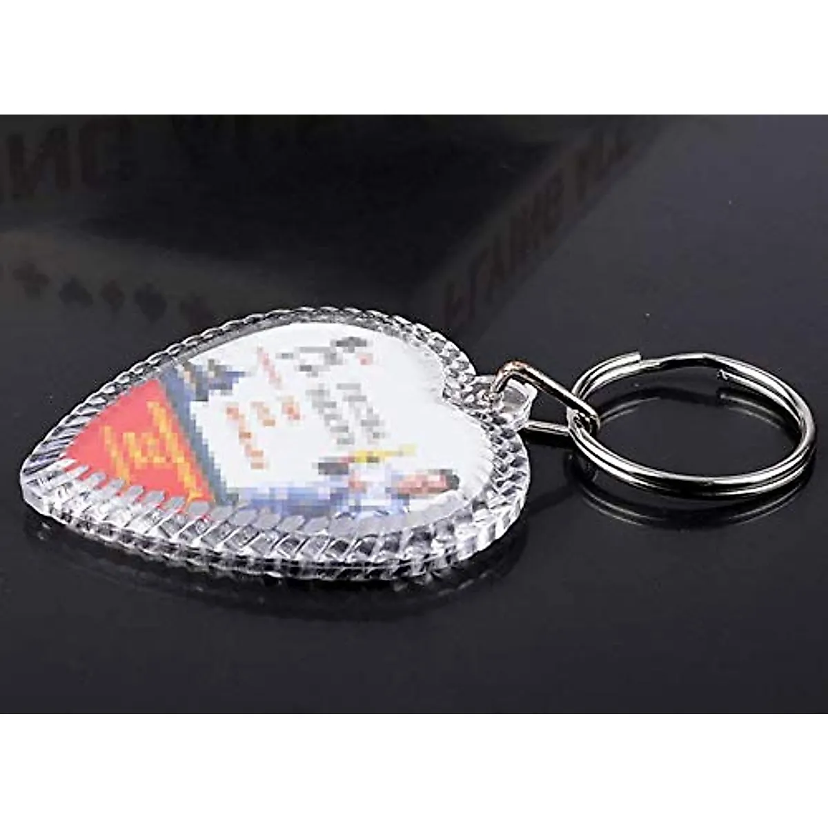 25Pcs 2 Acrylic Photo Keychain Snap-in Keychain Double Sided Blank Custom Frames Heart-Shaped Clear Insert Photo Picture Frame with Keyring Christmas Ornaments Keyring Holder(Embossed Edges)