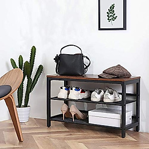HOOBRO Hall Tree and Shoe Bench Bundle, Coat Rack Shoe Bench, 3-Tier Shoe Rack, Industrial Shoe Storage Unit Flat & Slant Adjustable Shoe Organizer Shelf