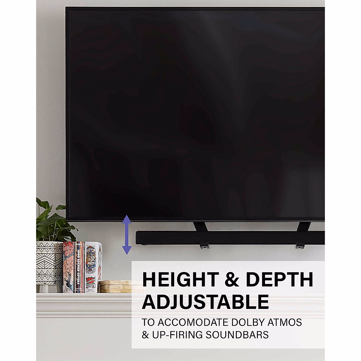 Sanus Universal Soundbar TV Mount Kit for Mounting Soundbars Under TV - Fits Most Sound Bars Up to 15 Lbs - Easy Install & Full Motion Capability - SOA-SBM2