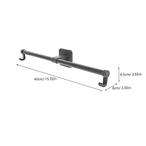 Retractable Towel Rack Cupboard Door Bar Towel Holder for Bathroom Bath Towel Holder Towel Shelf Towel Hanger for Bathroom Towel Rack with Hook Towel Bar Towel Holders Grey Plastic Veemoon