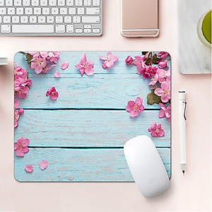 Mouse Pad, Square Mousepad, Non-Slip Rubber Base Mouse Mat, Waterproof Gaming Mouse Pad for Wireless Mouse, Computers, Laptop, Office, Home (Flower Petals on The Table)