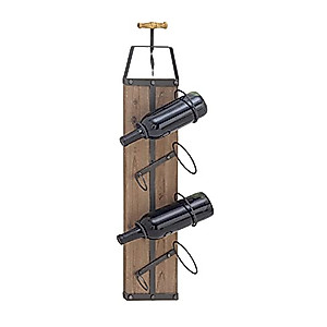 Deco 79 Industrial Wood Rectangle Wall Wine Rack, 8" x 5" x 32", Brown