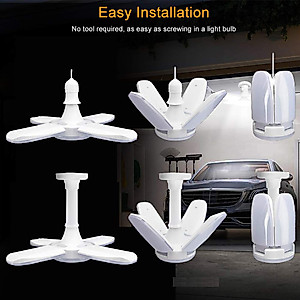 LED Garage Lights 2 Pack, Tribright Garage Ceiling Lighting 6000LM, 60W E26 / E27 Daylight Lamp with 4 Adjustable Panels for Garage, Workshop, Warehouse, Workbench, Barn, Warehouse, Shop, Basement