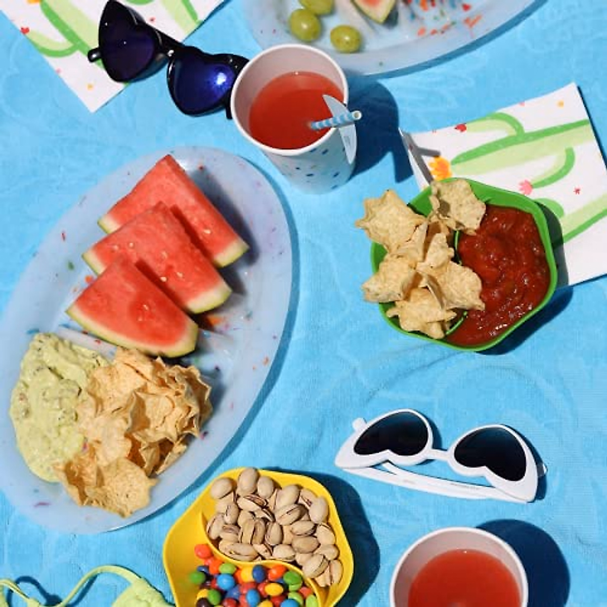 Jarratt Industries Fiesta Taco Serving Plates, Serving Trays with Stand Up Taco Holder, Plastic Plate Set for Soft and Hard Shell Tacos, Use for Taco Nights and Taco Bar, Microwave Safe, Set of 6