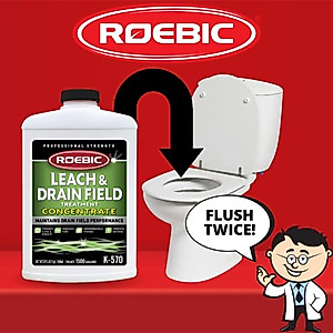 Roebic K-570-Q Biodegradable Leach and Drain Field Treatment Concentrate Environmentally Friendly Bacteria Enzymes Treat Septic Clogs & Buildup, 32 Ounces