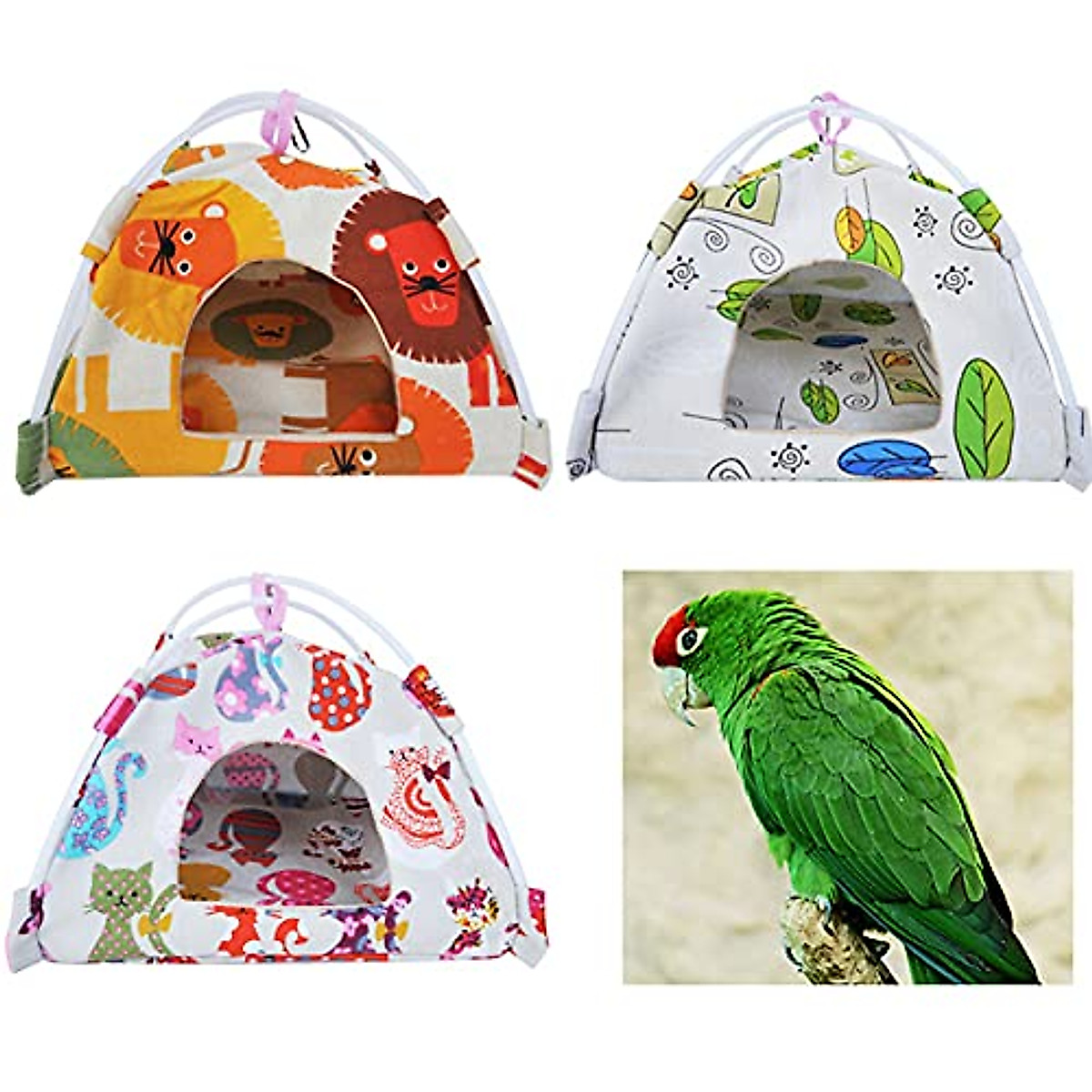 AIRUIFENG Winter Warm Bird Nest Tent Hanging Hammock Toy for Parakeet Cockatiel Cockatoo Conure Lovebird African Grey Amazon Macaw Eclectus Medium Large Parrot Cage Perch Stand (L)