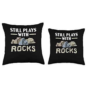 Rockhounding Rock Collection Geologist Still Plays Geology Rockhound Rock Collecting Throw Pillow, 16x16, Multicolor