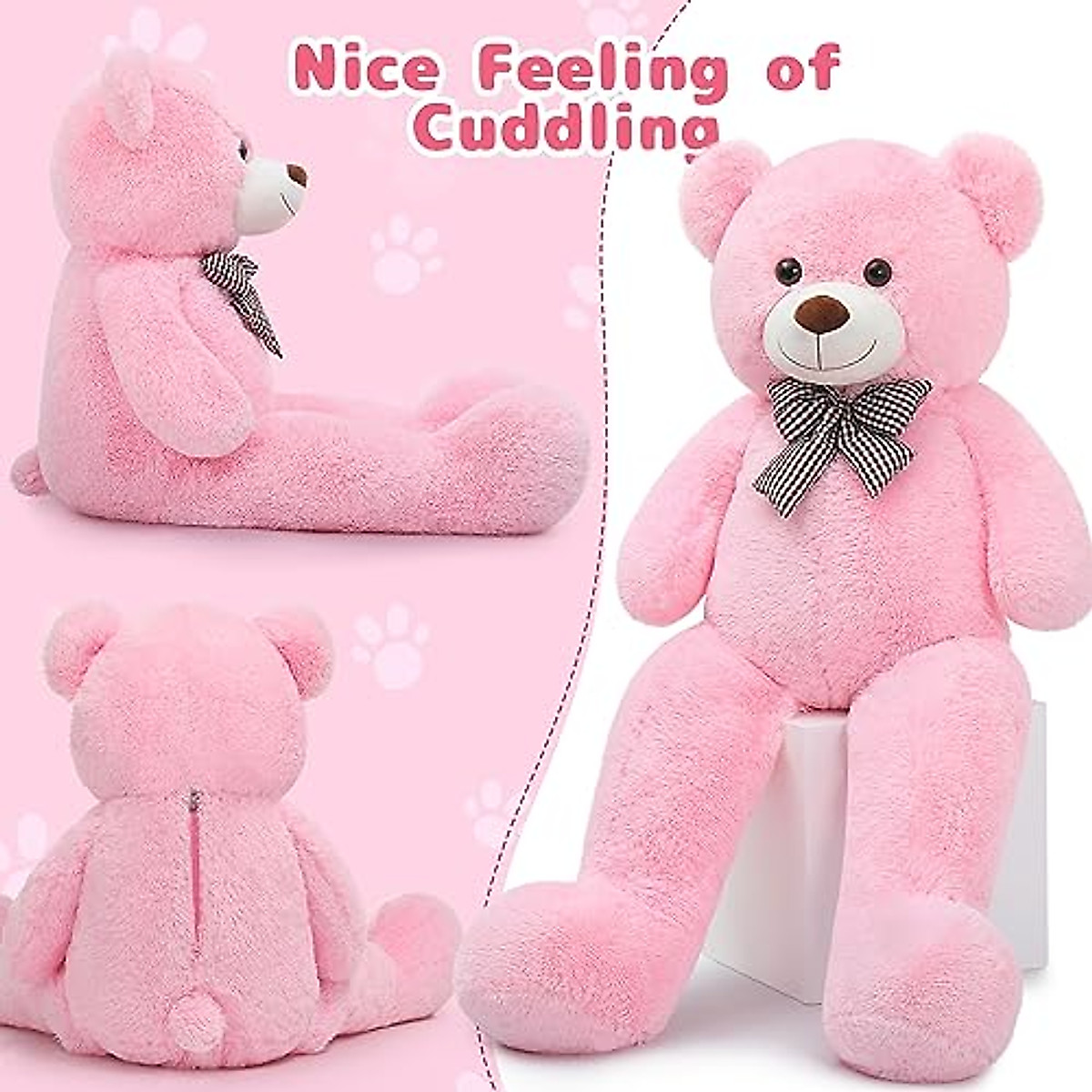MaoGoLan Huge Pink Stuffed Animals 47 inch Life Size Cute Teddy Bears Big Giant Teddy 4 Feet for Baby Girls Shower Decorations