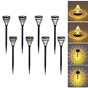 DIKAIDA Outdoor Solar Pathway Lights 8 Pack,IP65 Waterproof Warm Color LED Solar Light, Solar Garden Light for Landscape Lawn Yard, Solar Sidewalk Decorative Light, Bright Up to 13 Hrs