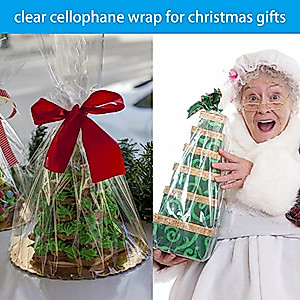 POPGIFTU Clear Cellophane Wrap Roll | Unfolded 34 Inches Wide X 148 Feet Long | 3 Mil Thicken Cellophane Roll for Baskets Gifts Flowers Food Safe Cello Rolls
