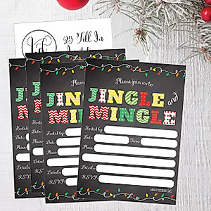 25 Jingle And Mingle Invitations For Christmas Party Invitations - Holiday Party Invitations Christmas Party Invites Adults, Winter Birthday Invitations Christmas Open House Invitations Xmas Party