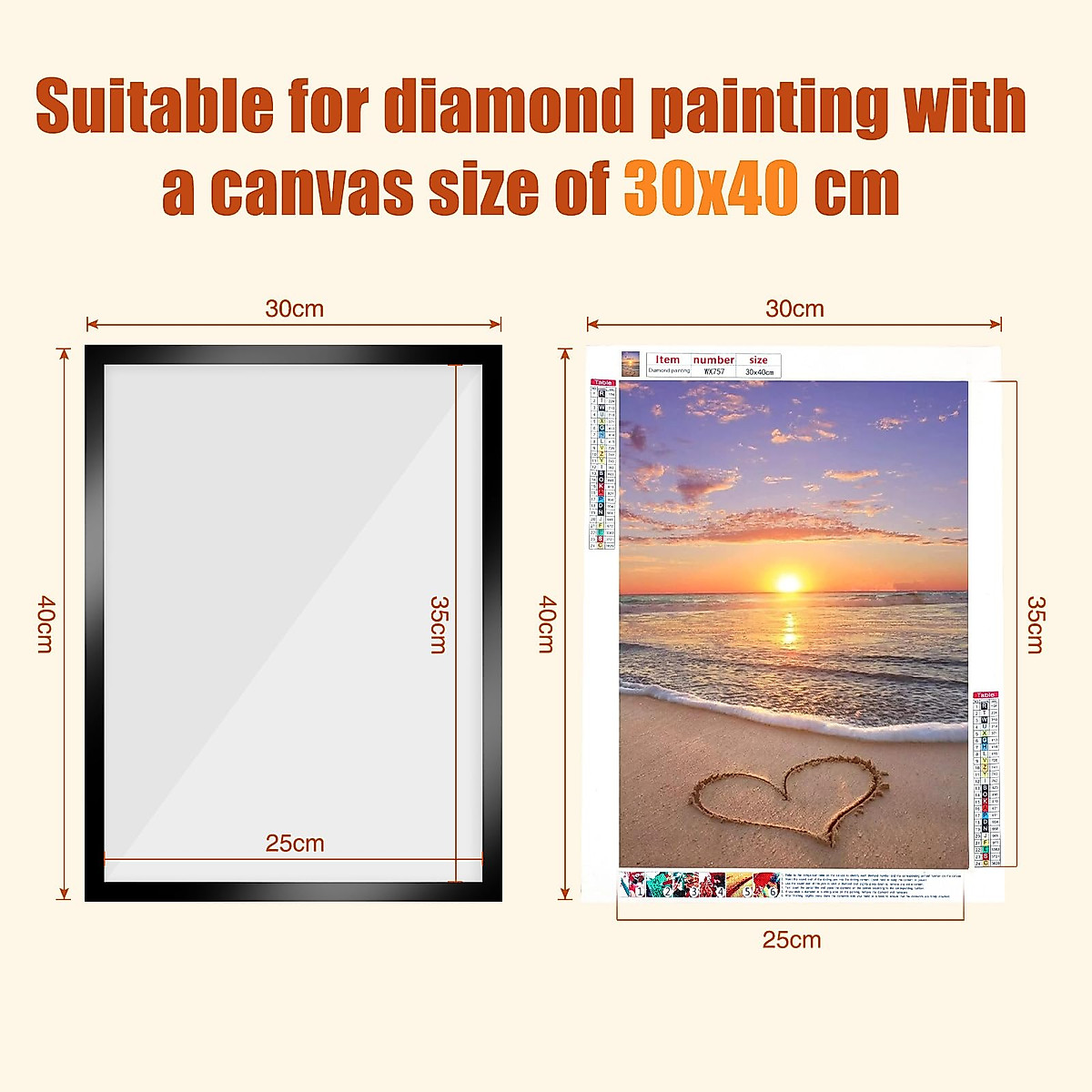 NAIMOER Diamond Painting Frames 1Pack, Frames for 12x16in/30x40cm Diamond Art Canvas, Diamond Painting Accessories Frame Self-Adhesive, Frames for Wall Window Door Black (Internal size 25x35cm) Black