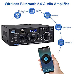 Stereo Audio Amplifier Receiver, 300Wx2 Home Dual Channel Bluetooth 5.0 Sound Speaker AMP, Home Amplifiers FM Radio, USB, SD Card, with Remote Control Home Theater Audio Stereo System Components