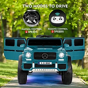 JOYLDIAS Kids Ride On Cars, Licensed Mercedes-Benz Maybach G650S, 12V7A Battery Powered Toy Electric Car for Kids w/2.4G Remote Control, 2 Motors, 3 Speeds, Music, Horn, LED Lights, Peacock Blue