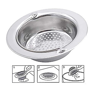 Noridez 2 Pack Upgrade Kitchen Sink Strainer with Handle, Premium Stainless Steel Sink Garbage Disposal Stopper Mesh Basket, Stainless Steel Kitchen Sink Basket Strainer, Wide Rim 4.33" Diameter Large