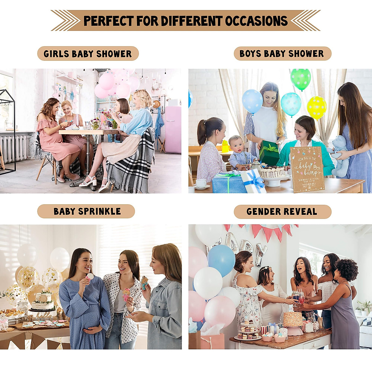 Kraft Baby Shower Games, Baby Shower Games Boy Girl, 12 Baby Shower Games for 50 Guests, Funny Hilarious Coed Gender Neutral Baby Shower Decorations