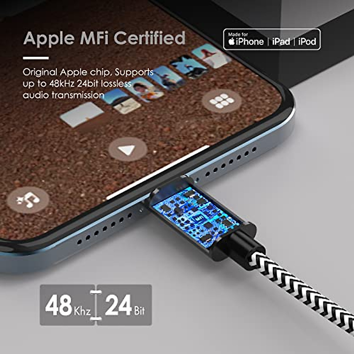 MOOU Lightning to 3.5mm Adapter [Apple MFi Certified] iPhone Headphone Jack Adapter Lightning to 3.5mm Audio Cable for iPhone 14/14 Pro/13/13 Pro/13 Pro Max/12/12 Pro/12 Pro Max/11/11 Pro/X/XR/XS/