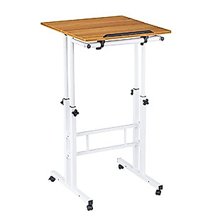 Collections Etc 2-Tier Standing Adjustable-Height Office Rolling Desk
