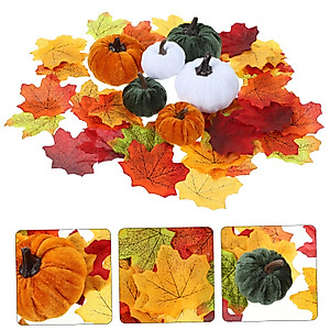 NOLITOY 1 Set Decorations Autumn Plush Model Pumpkin Decor 8 cm Thanksgiving Tabletop Adorn Artificial Foam Pumpkin Artificial Pumpkin Adorn Supplies Decorate Cloth Maple Leaves Model