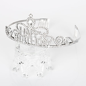 CURASA Happy Birthday Tiara Crown for Women Girls Silver Rhinestones Birthday Tiaras Birthday Princess Crowns for Kids Crystal Birthday Headbands with Comb Bday decorations for Birthday Party