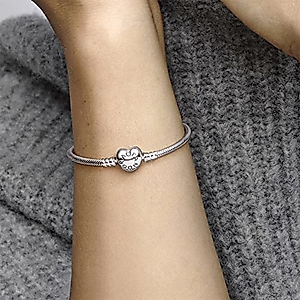 PANDORA Jewelry Moments Heart Clasp Snake Chain Charm Sterling Silver Bracelet, 6.3", No Box
