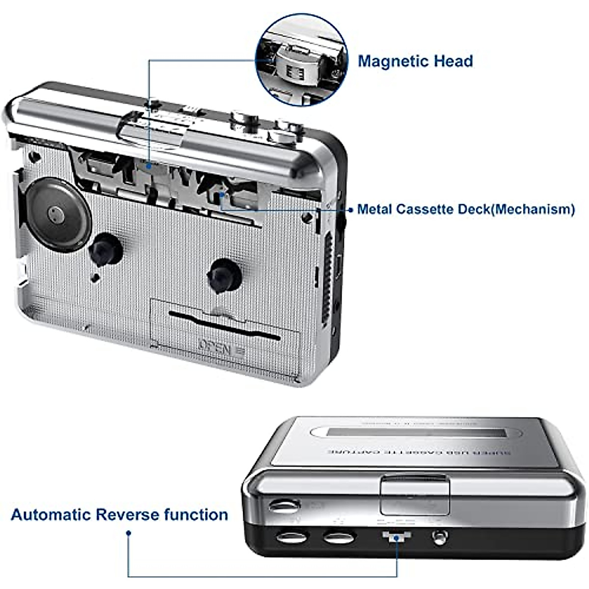 DigitNowCassette Tape To CD Converter Via USB,Portable USB Cassette Player Capture MP3 Audio Music,Compatible With Laptop and Personal Computer,Convert Walkman Tape Cassette To MP3 Format