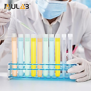 ULAB 50pcs Plastic Test Tubes with Caps, Dia16x125mm PartyTubes Shot Glasses, Multiple Colored Tubes with Transparent Lid, UTT1021