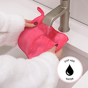 S&T INC. Makeup Remover Wipes for Skin Care, Reusable Makeup Wipes or Face Towels, Travel Essentials, Black and Pink, 8 In. by 16 In., 5PK