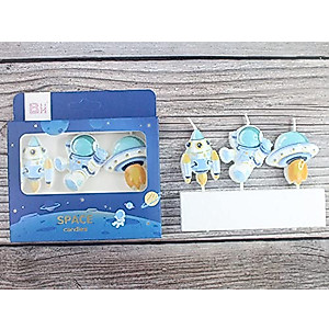 Astronaut Series Candle,Cute Spaceship and Rocket Cake Candle,Theme Baby Kids Children Happy Birthday Candles,Party Supplies,Cake Decoration