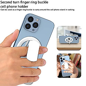 (2 Pack) NTidea Phone Grip, Upgraded Removable Magnetic Phone Snap 360°Rotation Finger Phone Stand Silicone Adjustable Phone Ring Holder, White