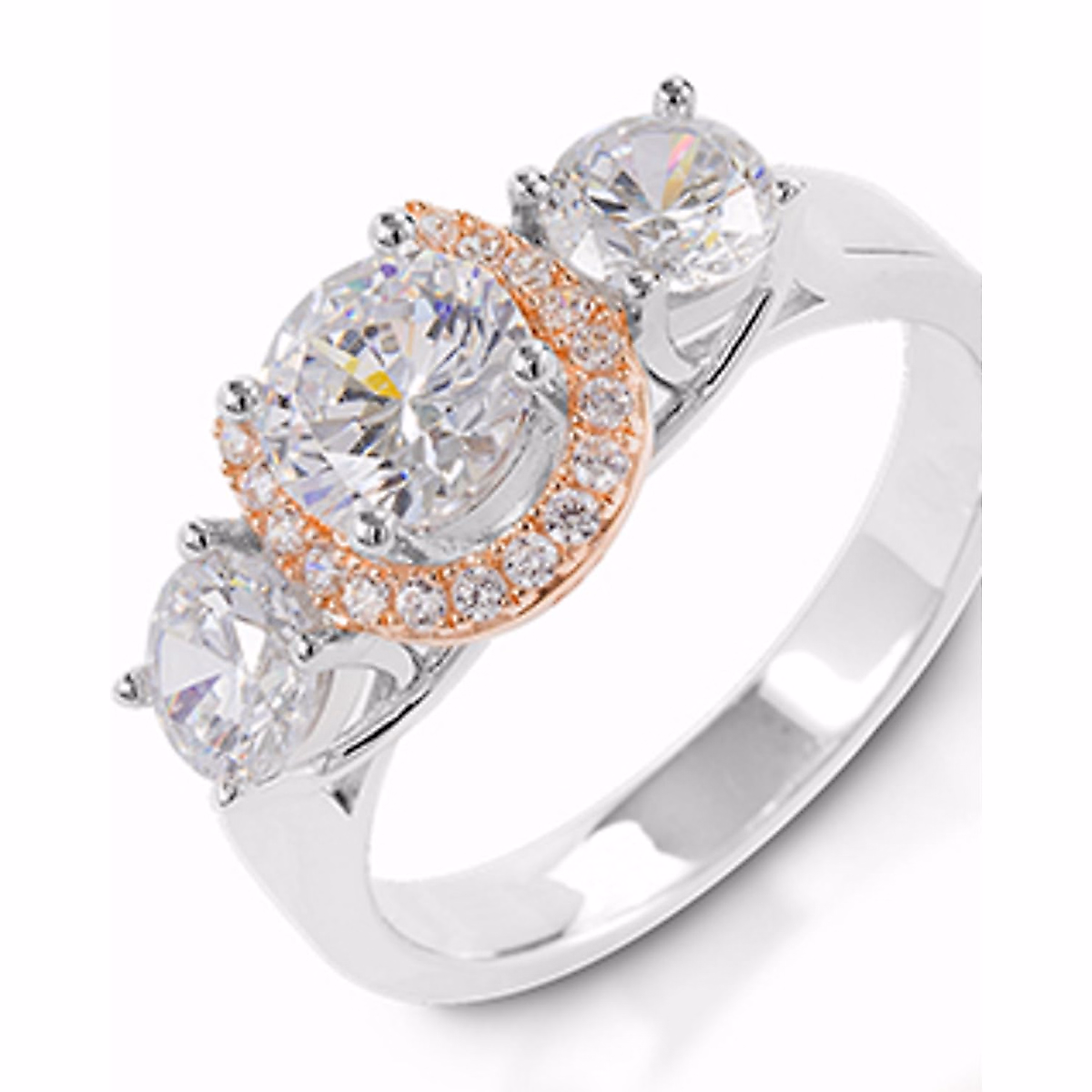 Kelly Herd Large Three Stone Horseshoe Ring with Rose Gold Plated Horseshoe- Sterling Silver