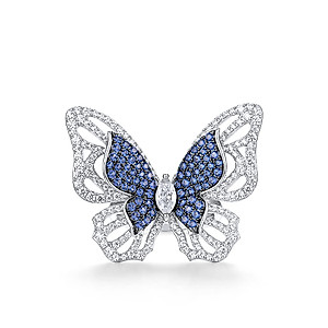 Santuzza Blue Butterfly Ring 925 Sterling Silver Cubic Zirconia Blue Spinel Gemstone Butterfly Ring for Women (8)