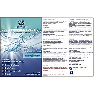 Aqua Naina (2 Pack) 12 Fl Oz | Contact Lens Solution | Cleaning and Disinfecting Multi-Purpose Solution | Convenient Everyday Lens Hygiene and Eye Care