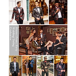 COOFANDY Mens Christmas Tuxedo Jackets Slim Fit Suit Blazer Jacket for Dinner Party Prom Wedding