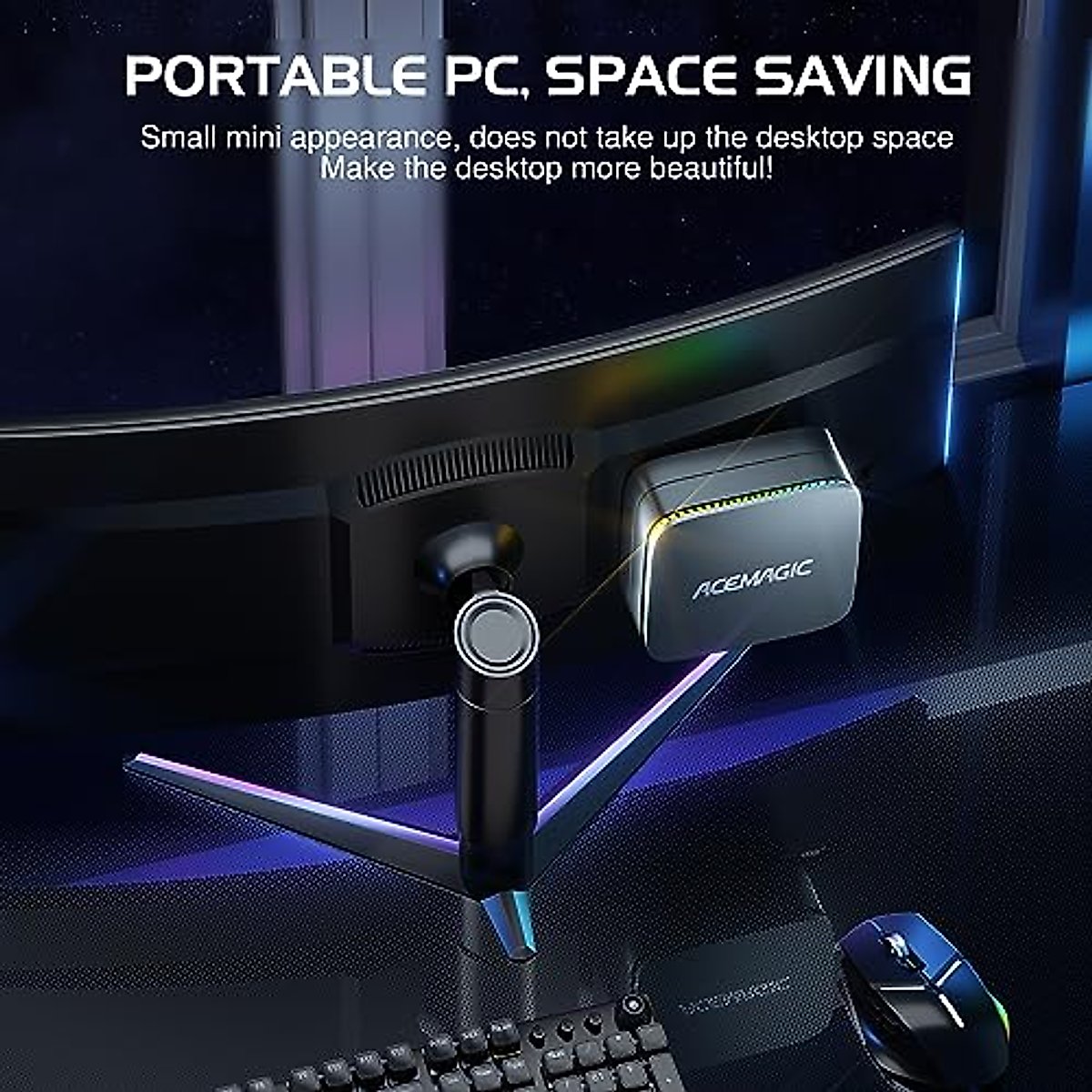 Mini PC RGB AK1 Plus, Intel N95(up to 3.4GHz) 12th Gen Processor Mini Desktop Computer, 16GB RAM 512GB SSD, Dual 4K HDMI, Windows 11 Small PC, 2.4/5G WiFi, Bluetooth, Business/Office/HTPC