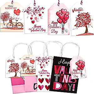 Happy Valentine’s Day Gift Tags - Heart Gift Wrap Label for Lover, 60 PCS Valentines Day Gift Bag Decoration, Candy Baking Packaging Supplies for Party Decor, Craft Paper Hang Card with 33 Ft Strings