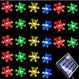 Inngree Solar Christmas Fairy String Lights 20 ft 30 LED 8 Modes Solar Snowflake Outdoor Waterproof Powered String Lights for Garden Patio Yard Home Christmas Tree Parties(Multicolor)