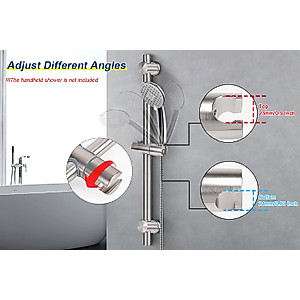 NearMoon Shower Slide Bar with Height/Angle Adjustable Handheld Shower head Holder, Bathroom SUS 304 Stainless Steel Wall-Mounted for Bath (26 Inch, Brushed Nickel)