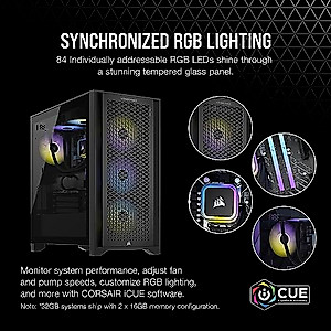 Corsair Vengeance i7400 Series Gaming PC - Liquid Cooled Intel® Core™ i7 13700K CPU - NVIDIA® GeForce RTX™ 4070 Ti Graphics - 32GB Vengeance RGB DDR5 Memory,Black